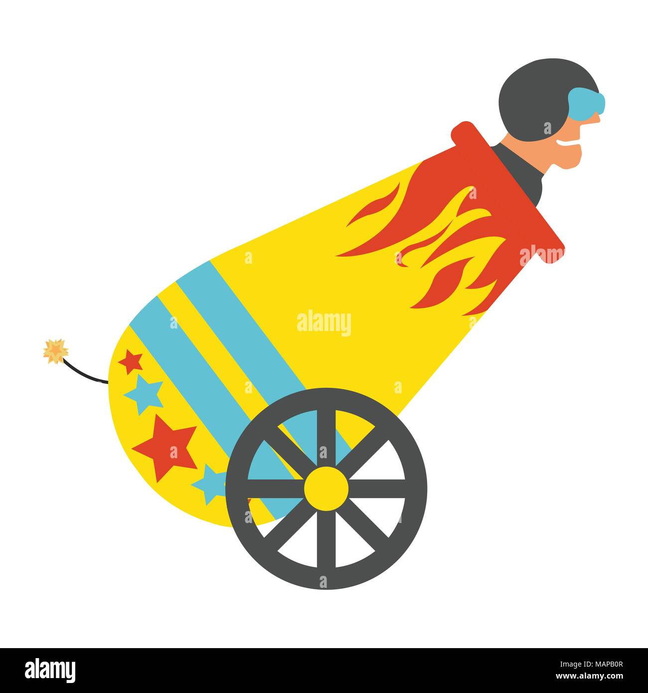 Circus cannon with human cannonball icon. Vintage Vector illustration ...