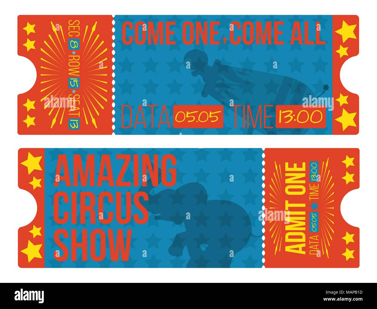 Circus tickets. Vintage Vector illustration Stock Vector Image & Art ...