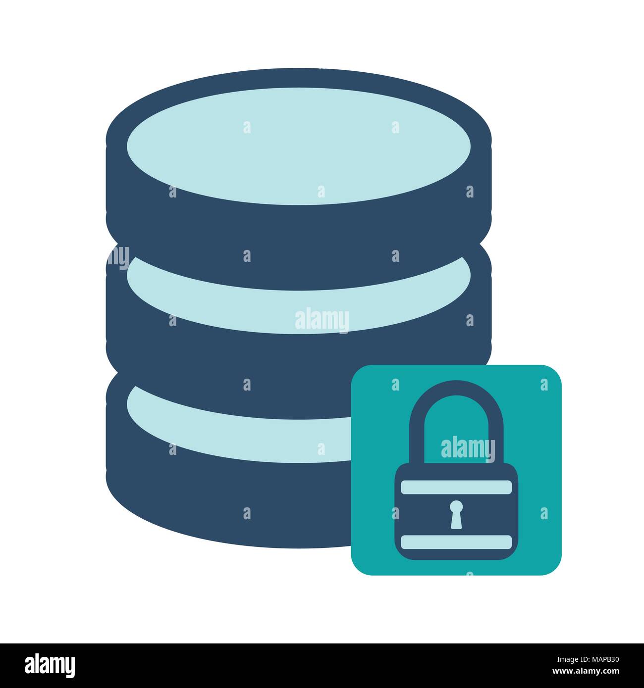 Database on protrect. Flat Vector illustration on white background ...