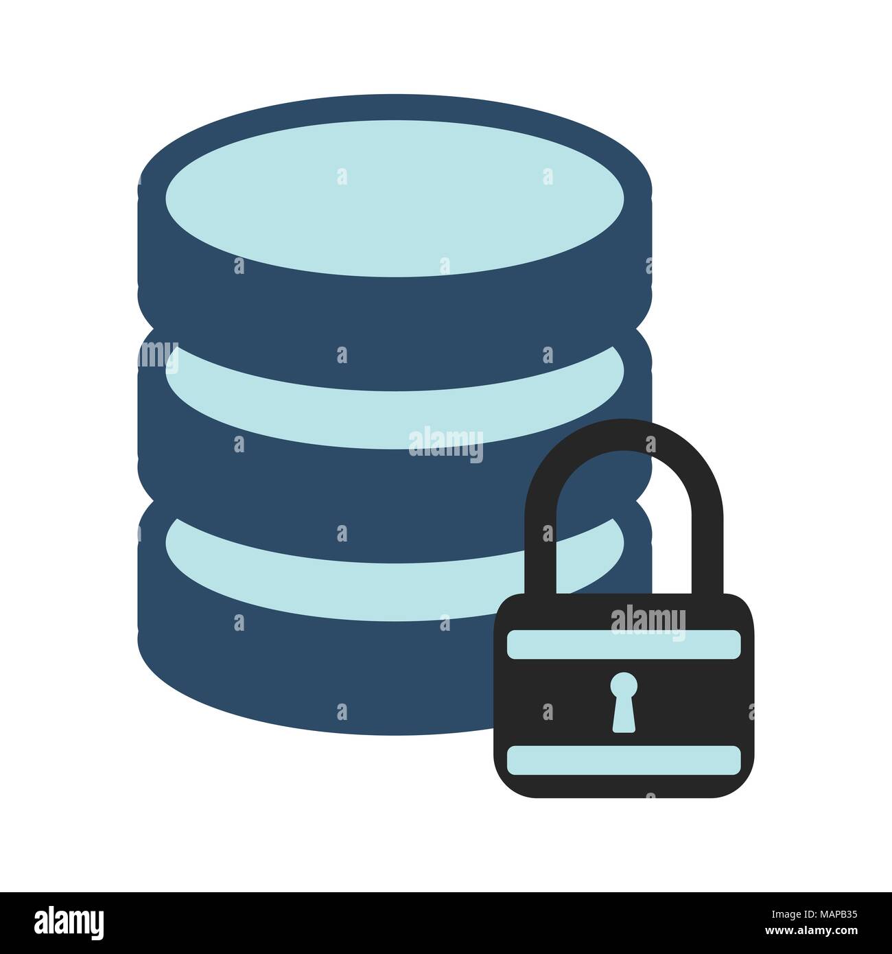 Database on protrect. Flat Vector illustration on white background ...