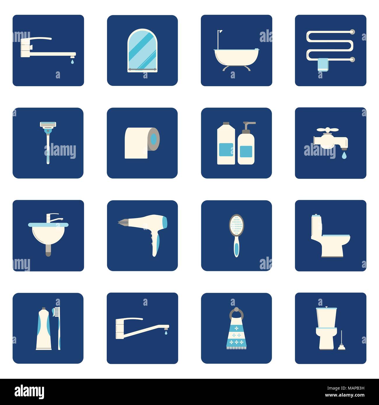16 flat bathroom icons set. Vector illustration Stock Vector Image ...