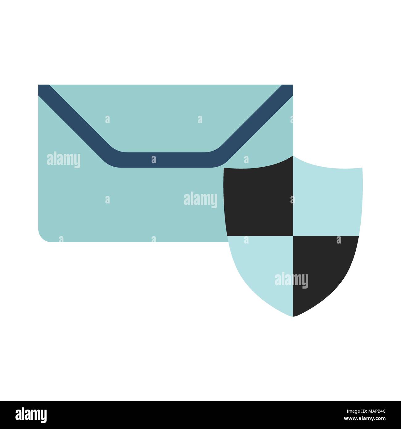 Mail on protect icon. Flat Vector illustration on white background ...