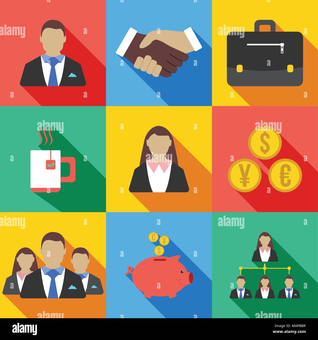 Set of 9 business icon concept for web and ui design. Flat Vector ...