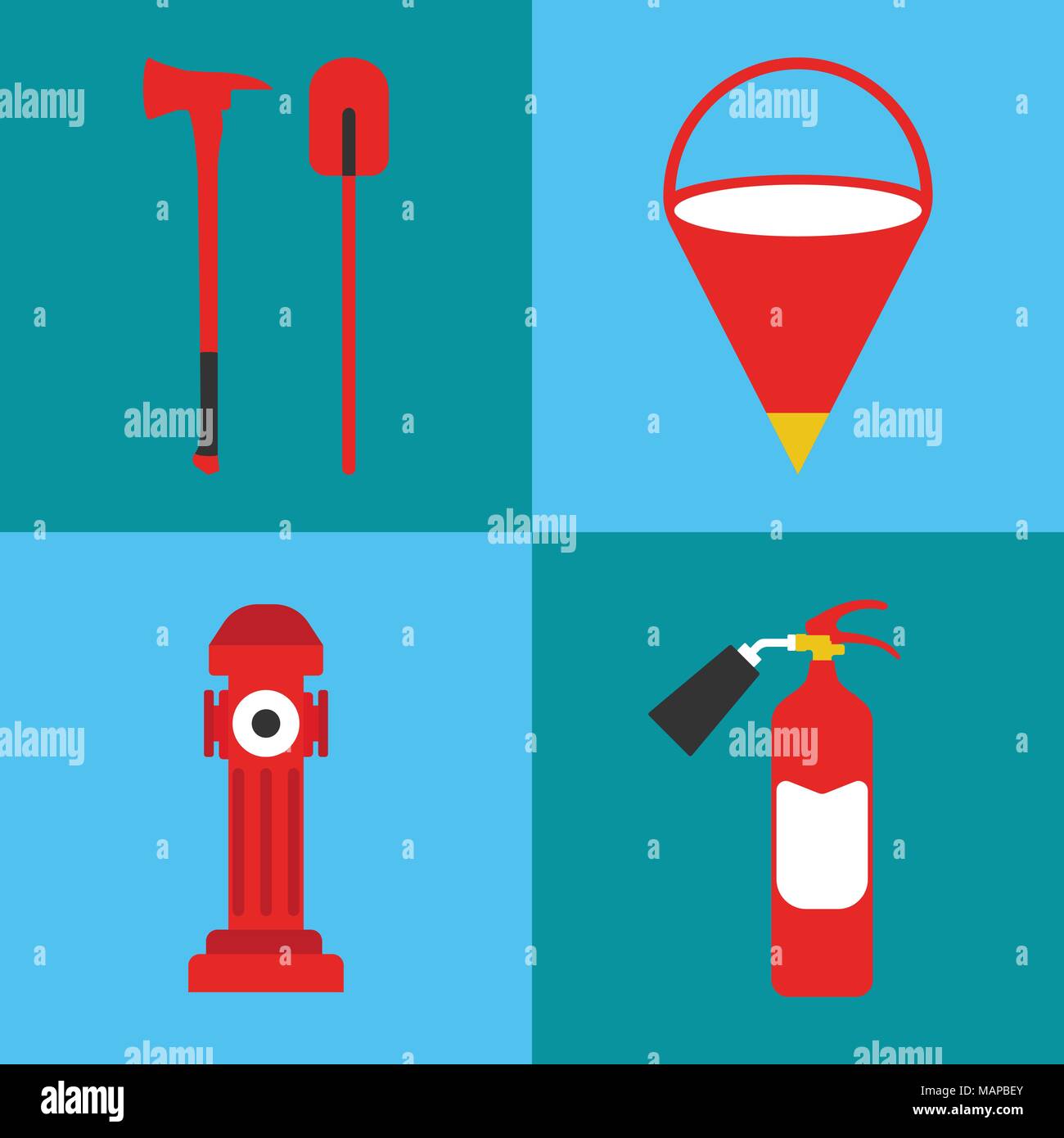 Firefighter icon set. Elements of the fire departament equipment icons ...