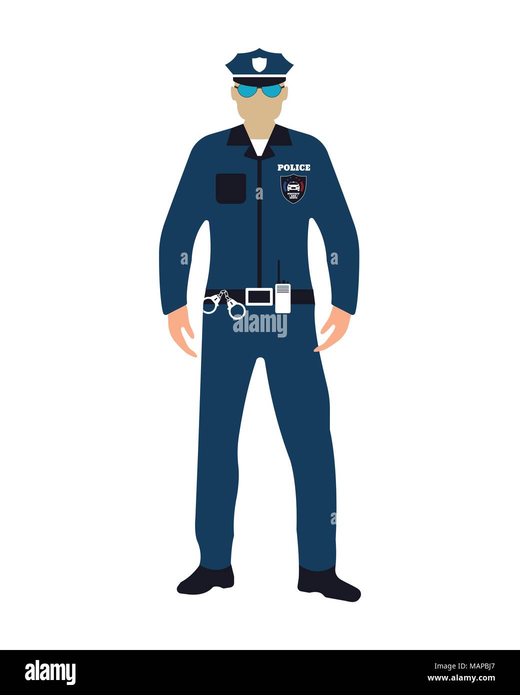 Policeman flat icon. Service 911. Cartoon Vector illustration Stock ...