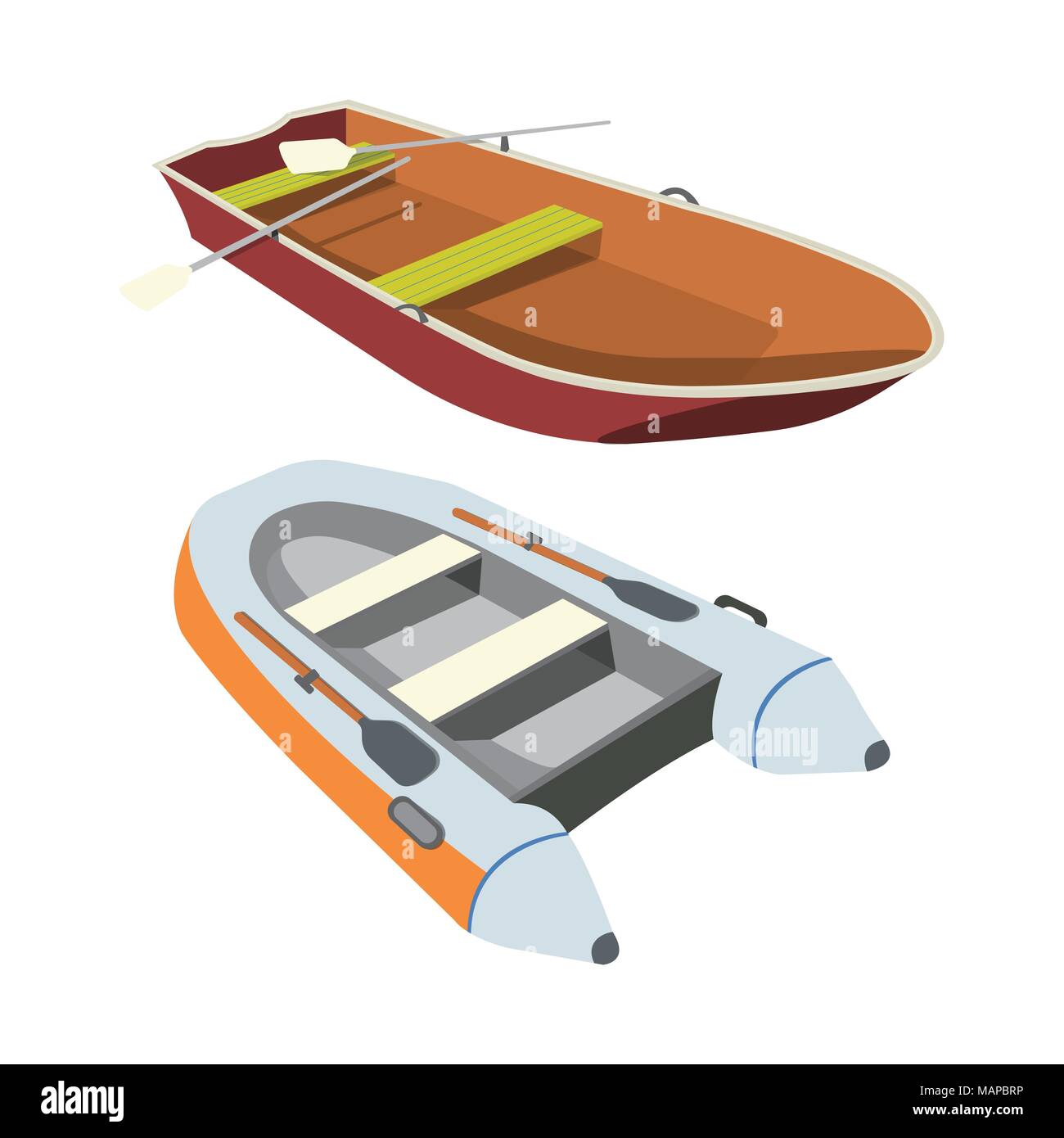 Boat and Raft flat icon. Cartoon Vector Illustration Stock Vector Image ...
