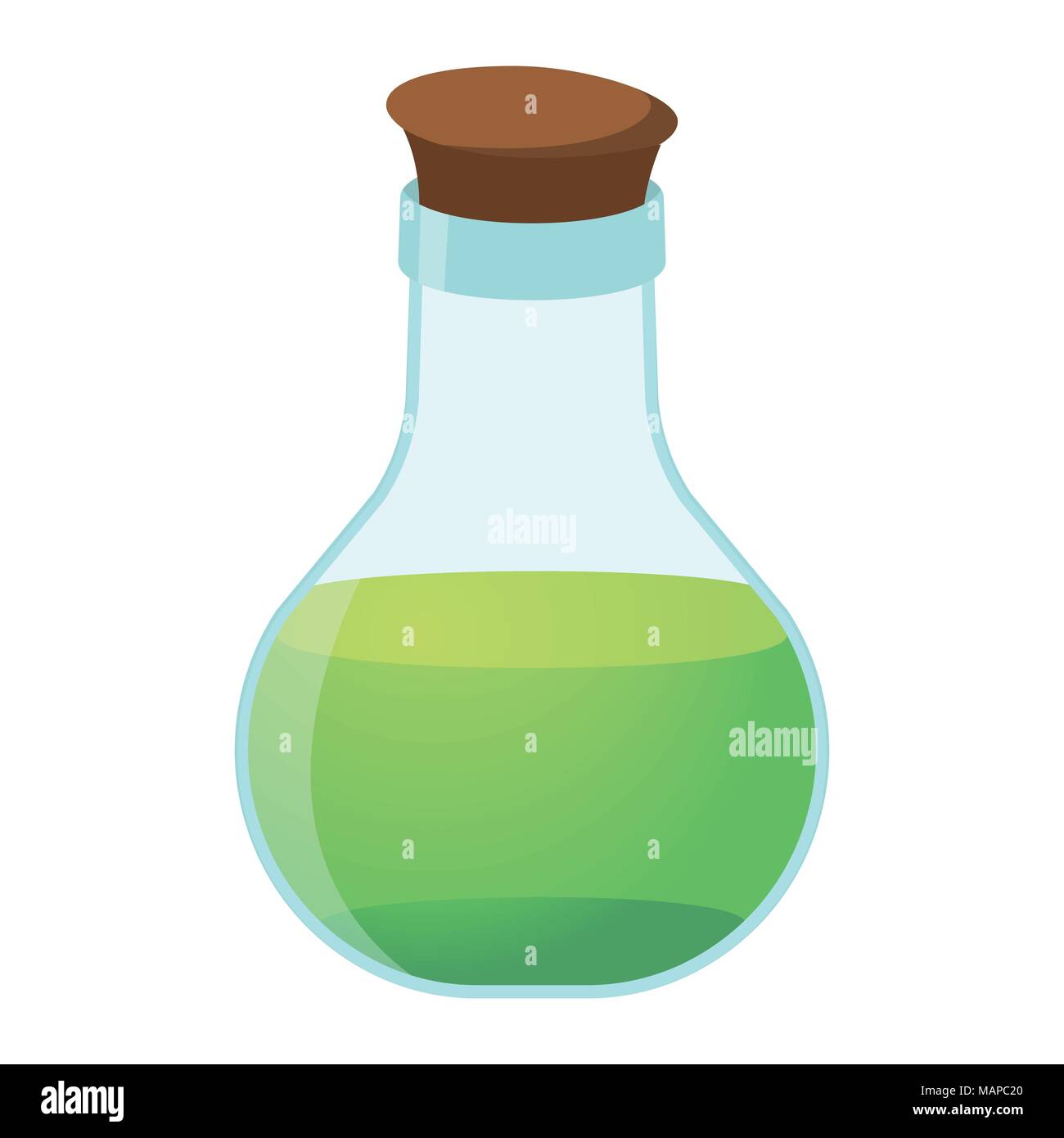 Flask cartoon icon on green background. Vector illustration Stock ...