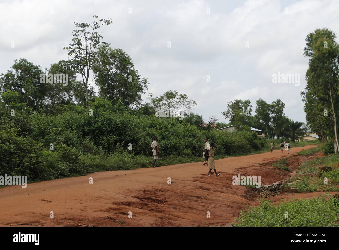 Village life in Benin, school children in uniform Stock Photo - Alamy