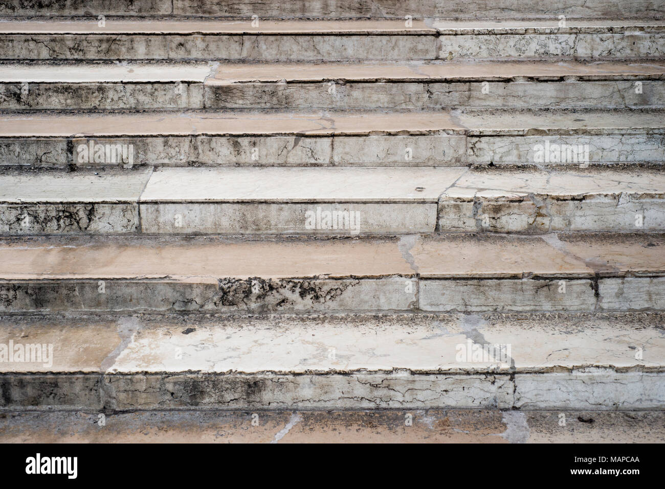 ancient weathered steps of famous Rialto bridge in Venice, Italy Stock ...