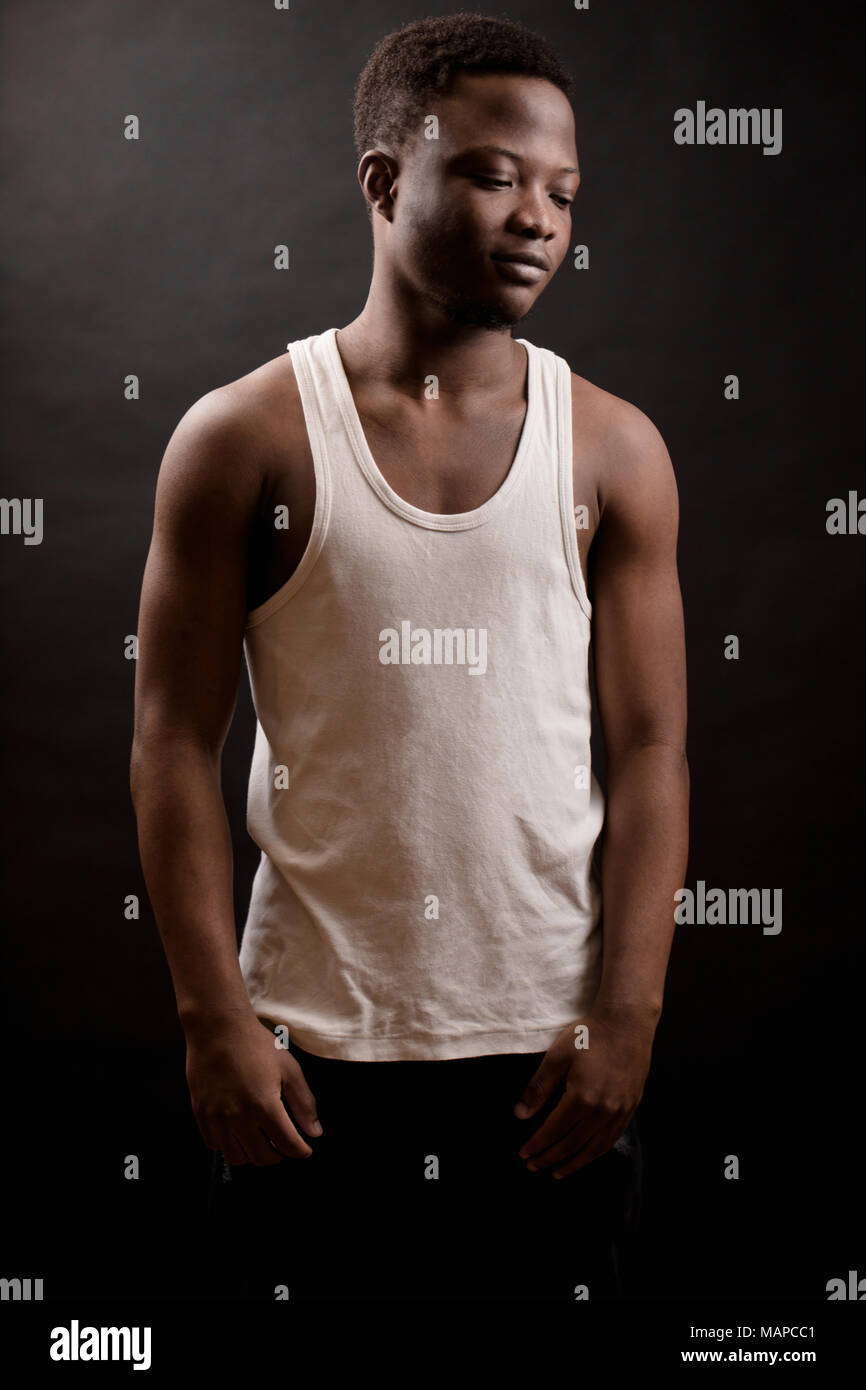 close up side view photo of dark skinned boxer looking away Stock Photo ...