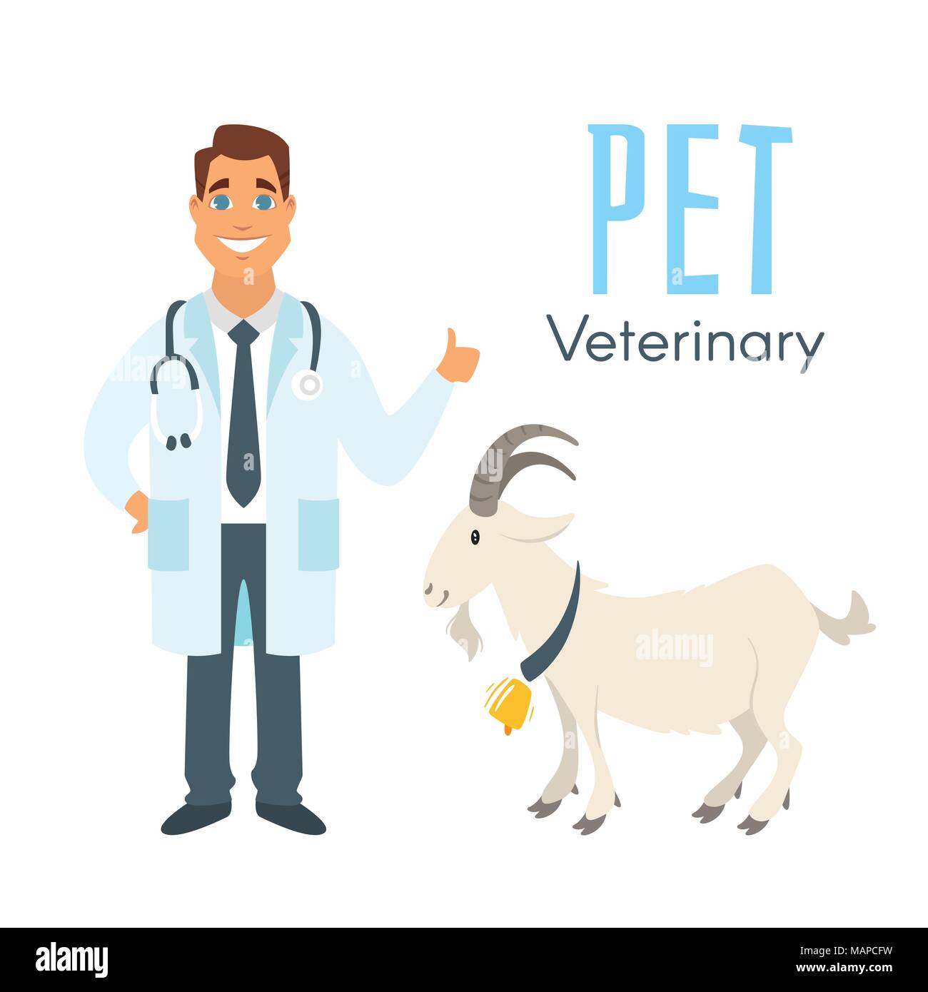 Vector cartoon style illustration of happy veterinarian doctor ...