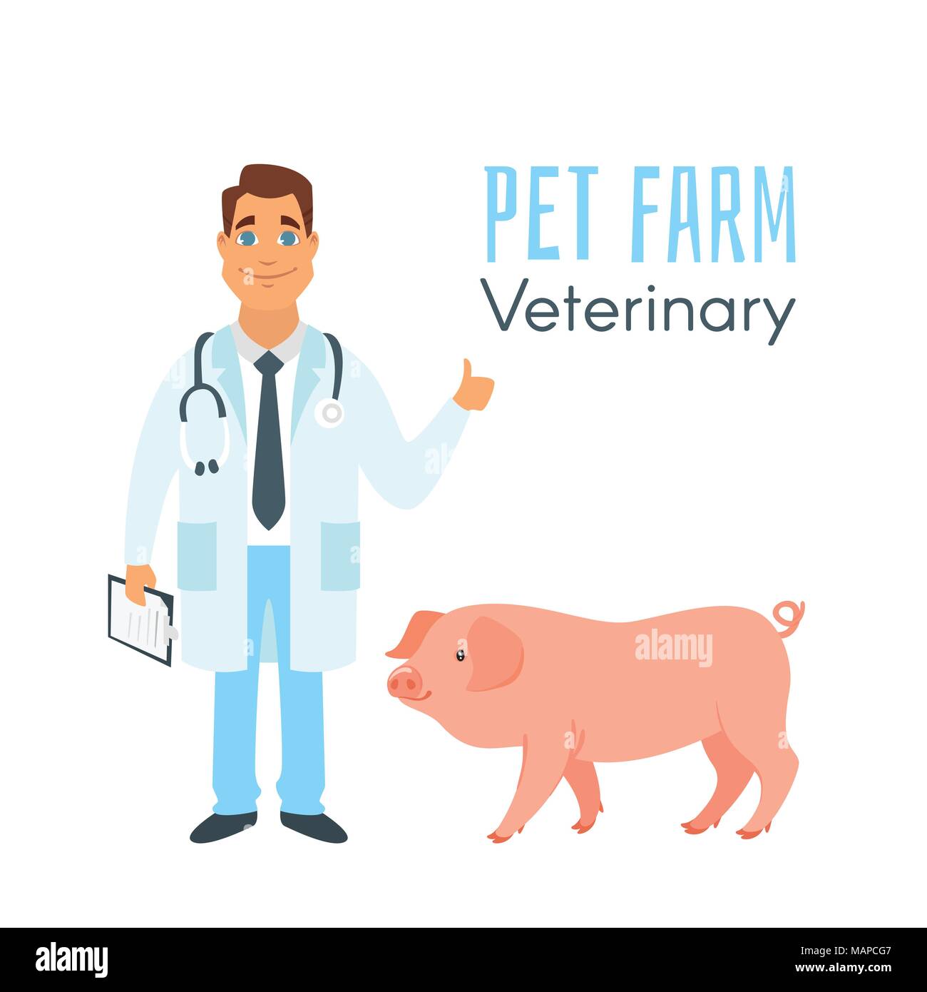 Vector cartoon style illustration of happy veterinarian doctor ...