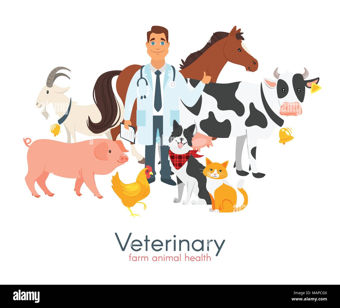 Vector cartoon style illustration of happy veterinarian doctor ...