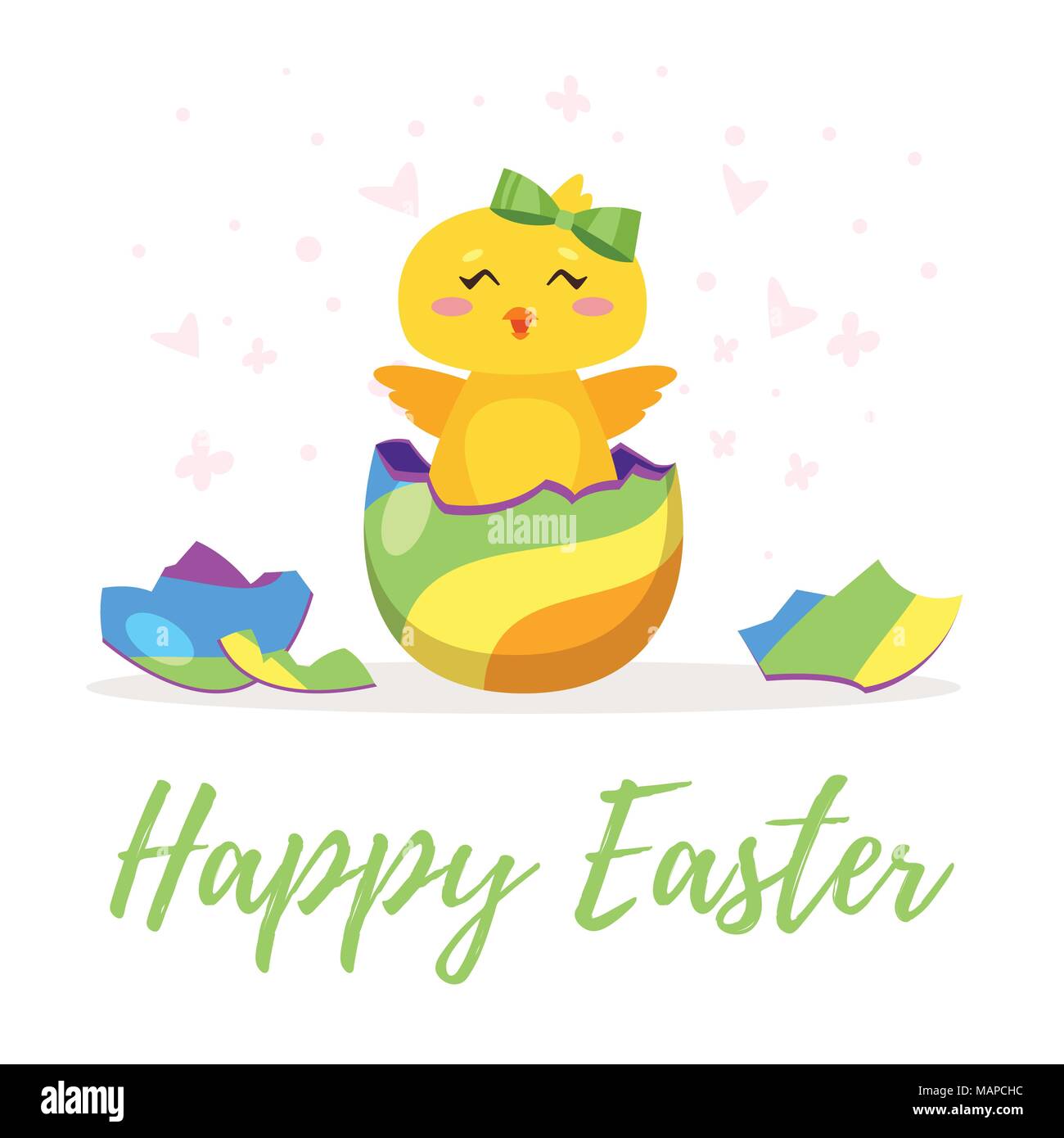 Vector cartoon style illustration of Happy Easter day greeting card ...