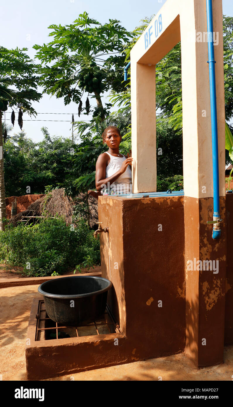 Girls pumping water from the well Stock Photo - Alamy