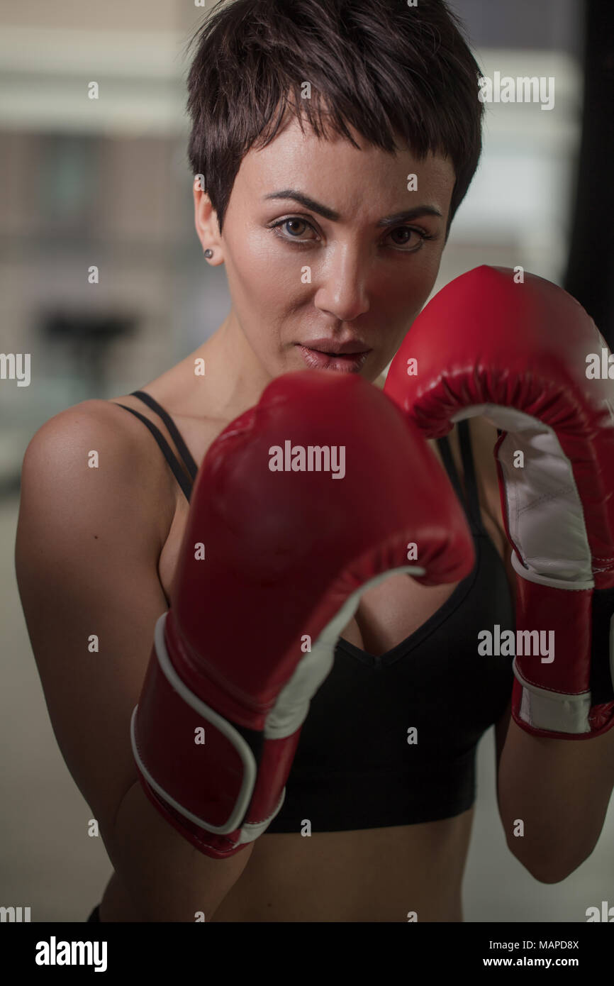 closeup beautiful athlete with clenched fists Stock Photo - Alamy