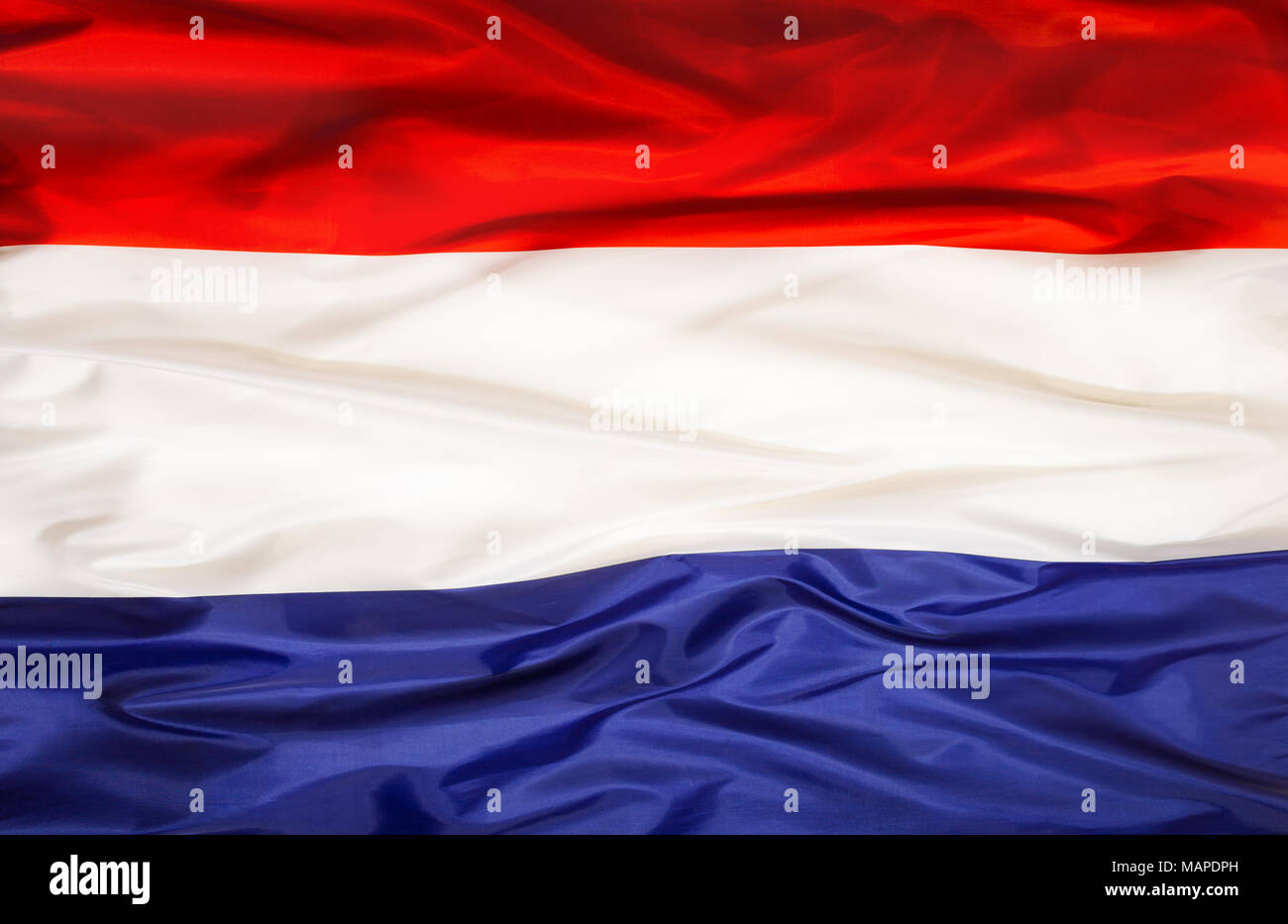 Netherland national flag with waving fabric Stock Photo - Alamy