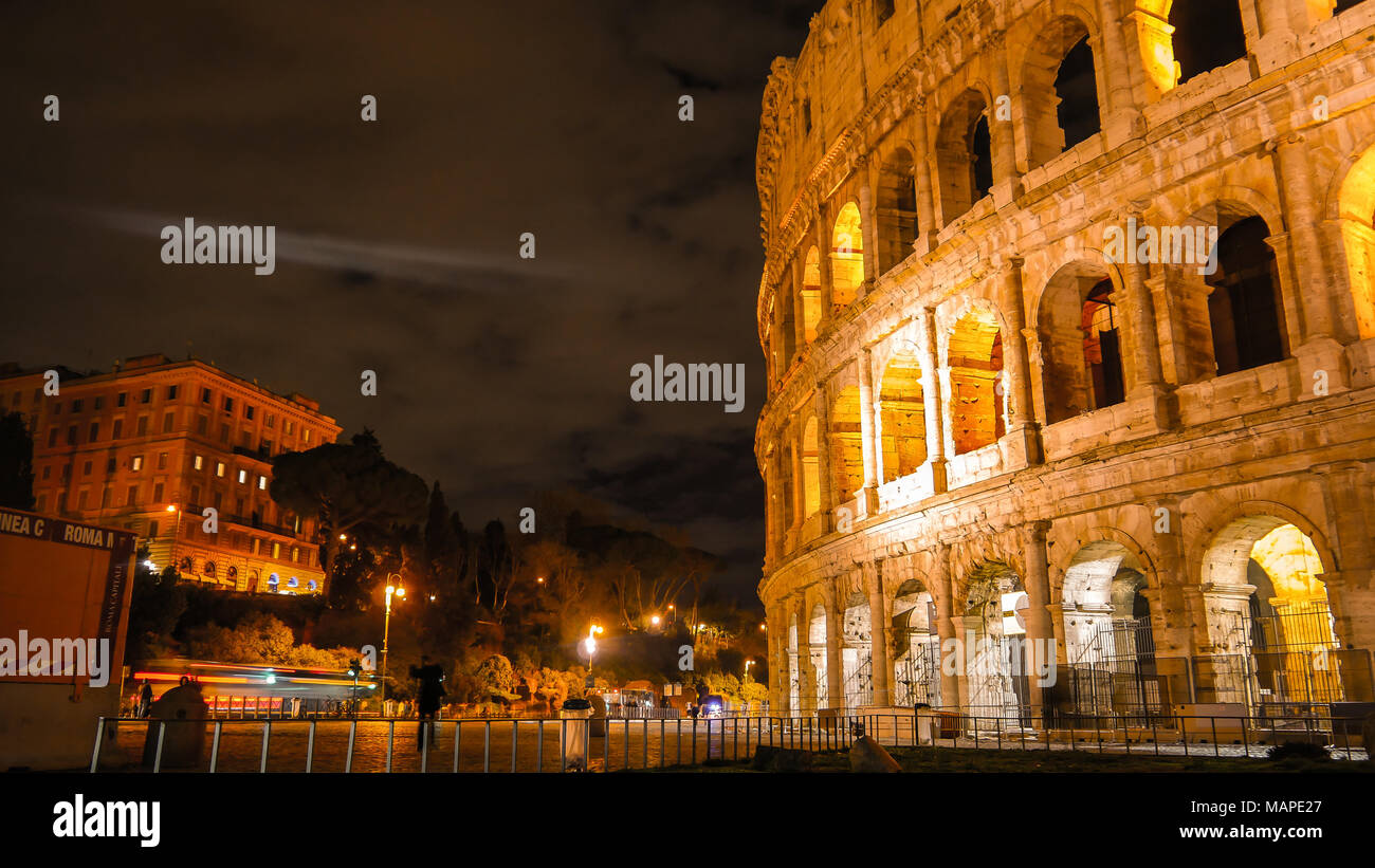 Colosseum at night Rome in spring Stock Photo - Alamy