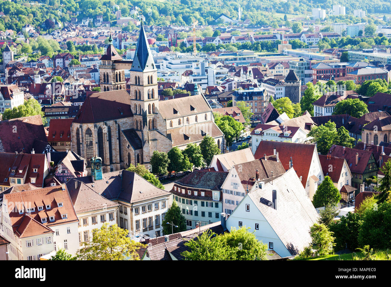 Esslingen architecture with St. Dionysius church Stock Photo - Alamy