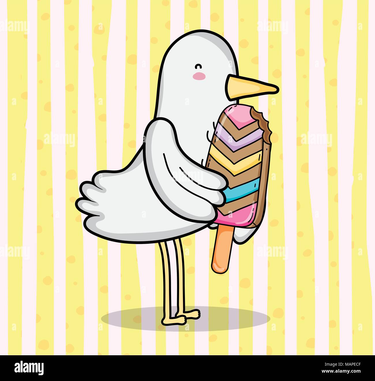 Cute bird cartoon with popsicle summer concept Stock Vector Image & Art ...