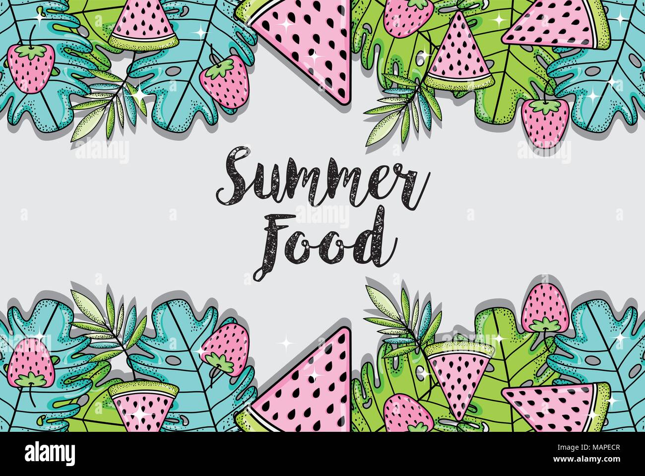 Summer food fruits cartoons vector illustration graphic design Stock ...
