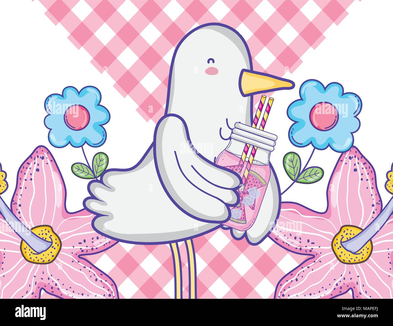 Bird drinking a juice vector illustration graphic design Stock Vector ...