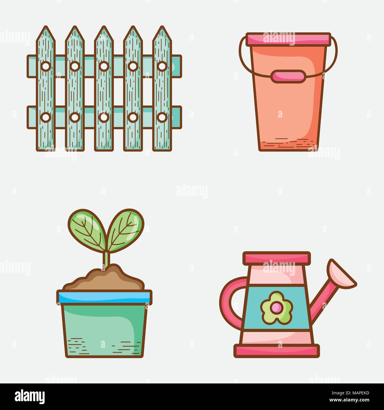 Set of garden elements vector illustration graphic design Stock Vector ...