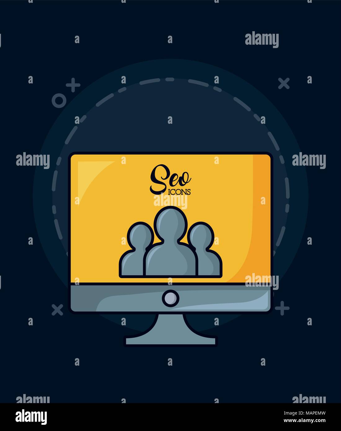 seo design with computer and avatar people over black background ...