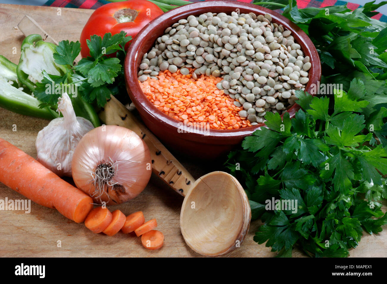 set of different beans with vegetables, close-up Stock Photo - Alamy