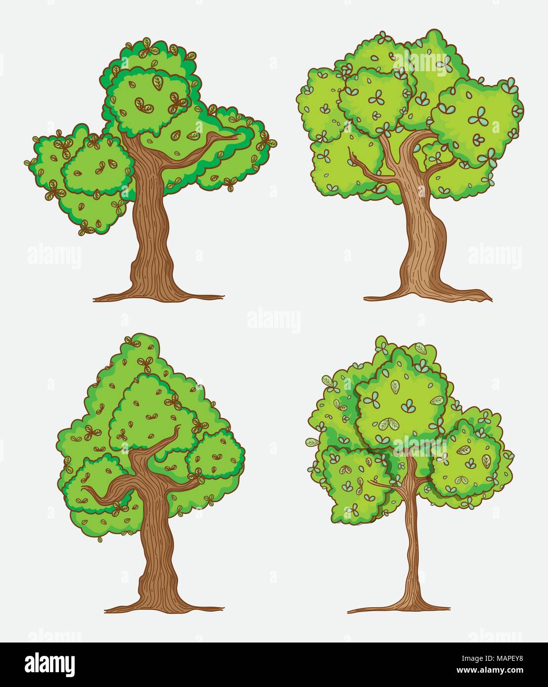 Set of trees cartoons vector illustration graphic design Stock Vector ...