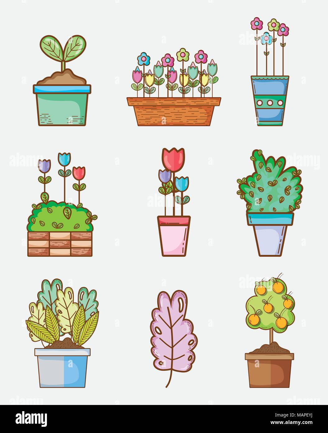 Set of garden elements vector illustration graphic design Stock Vector ...