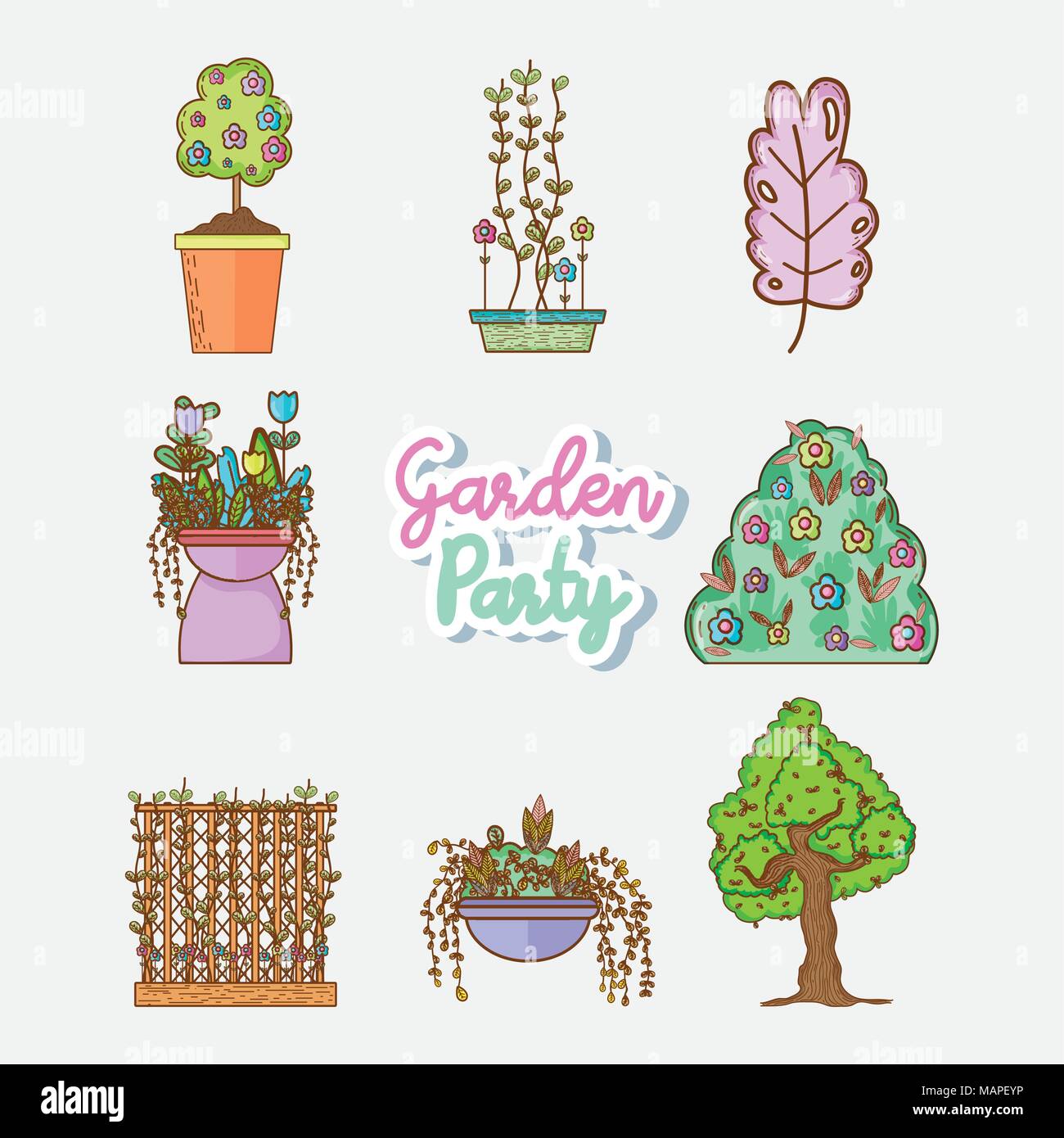 Set of garden elements vector illustration graphic design Stock Vector ...