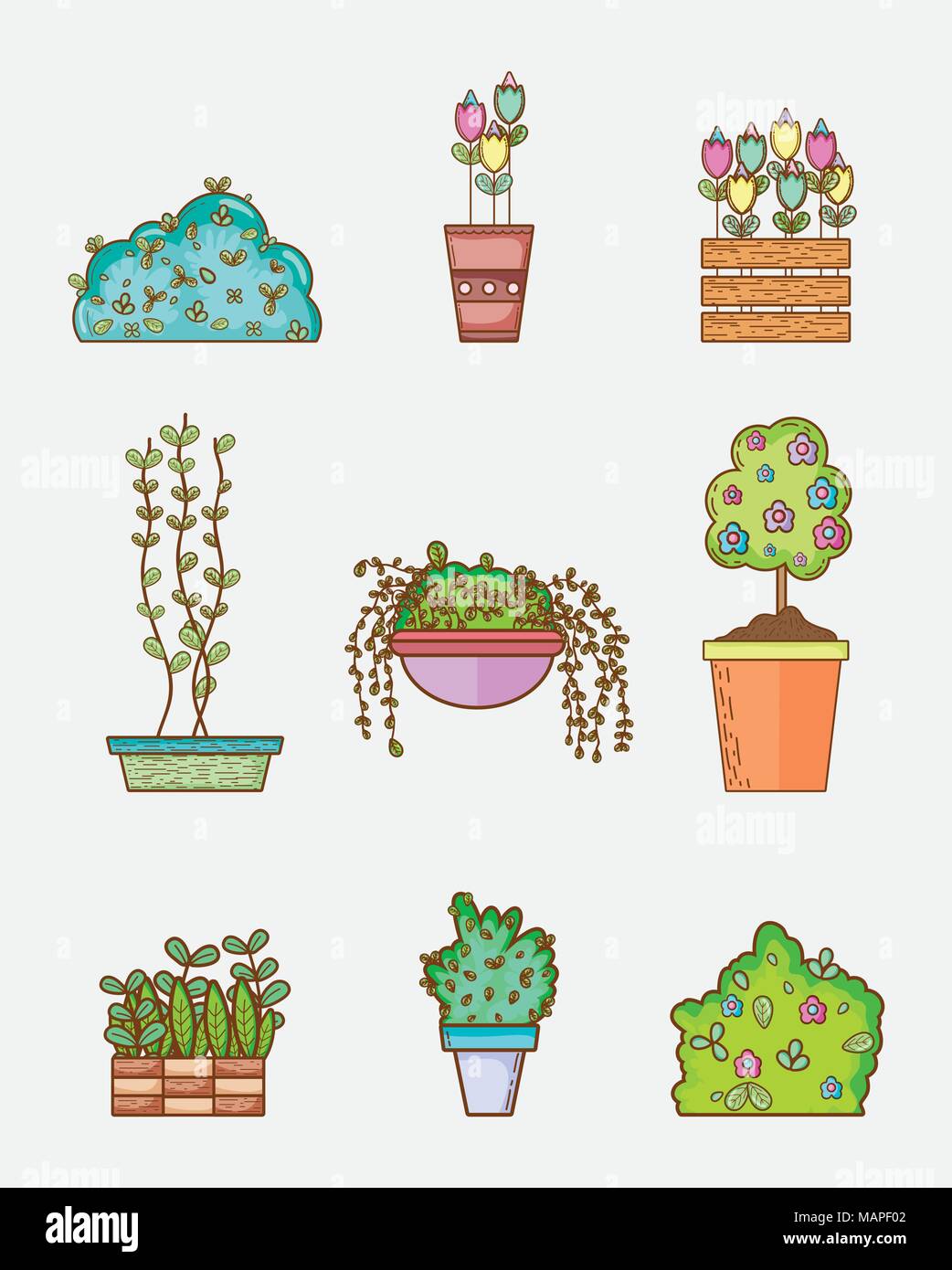 Set of garden elements vector illustration graphic design Stock Vector ...