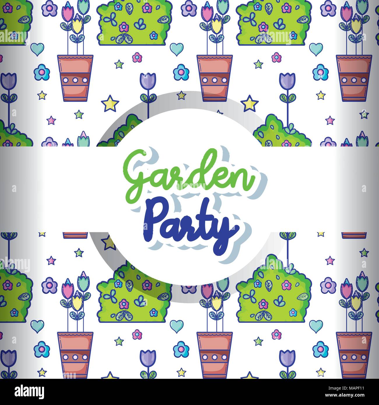Garden party pattern background cartoons vector illustration graphic ...