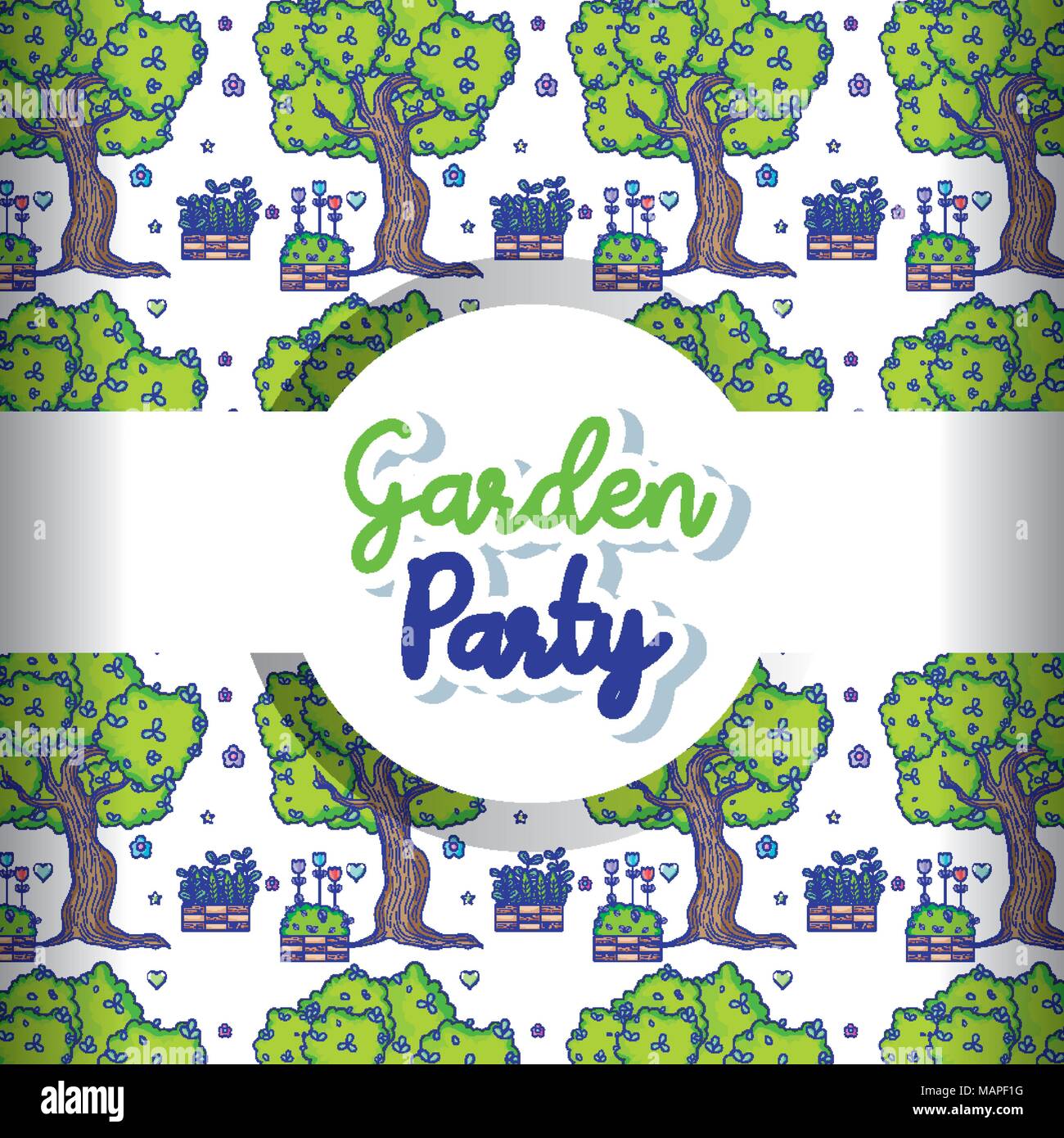 Garden party pattern background cartoons vector illustration graphic ...