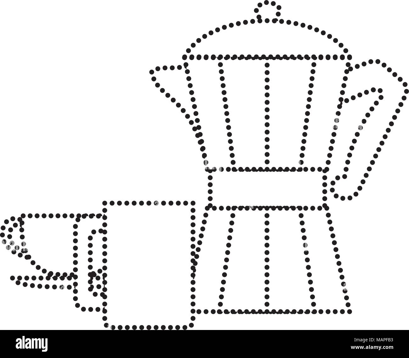 dotted shape coffee maker object with cup beverage vector illustration ...