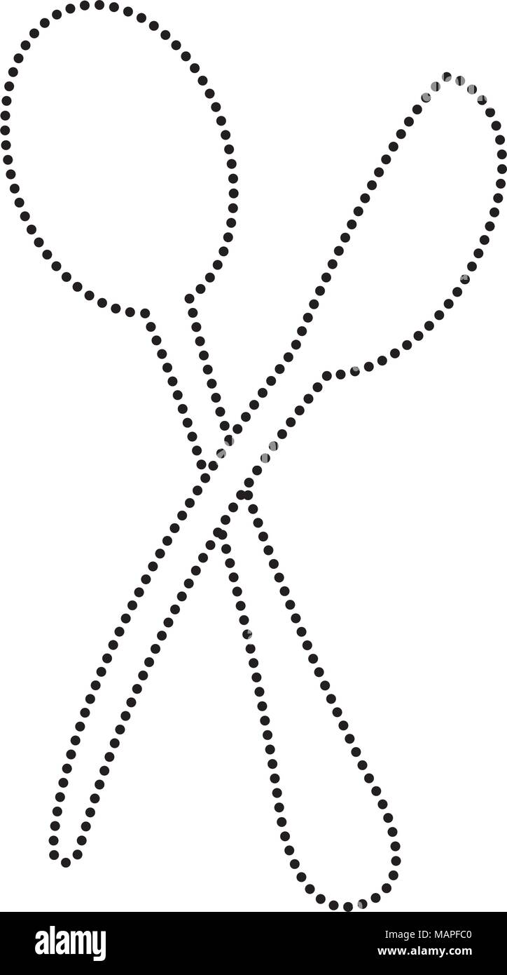 dotted shape spoon and fork objects kitchen utensil vector illustration ...