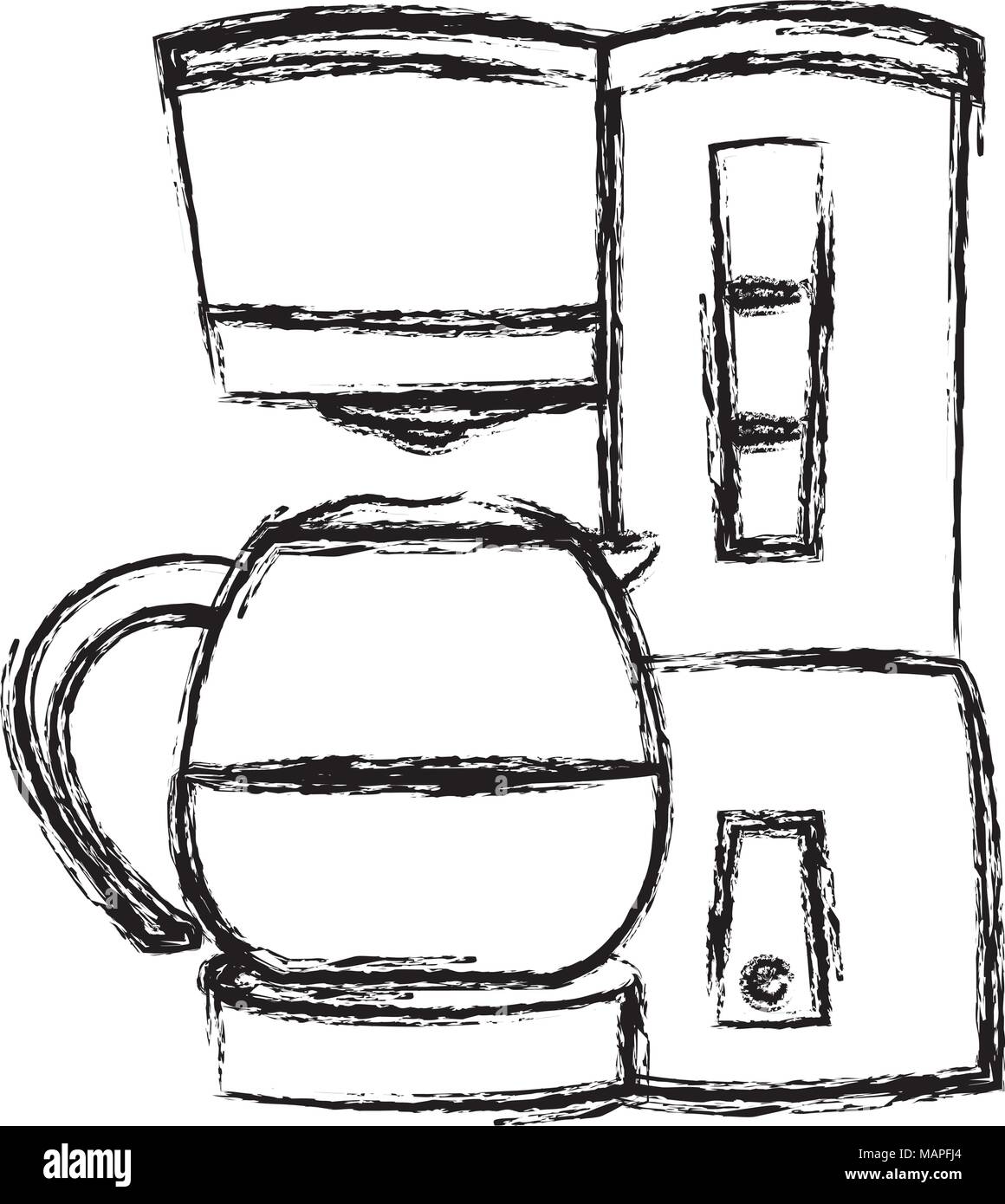grunge coffee maker machine object with jar vector illustration Stock ...