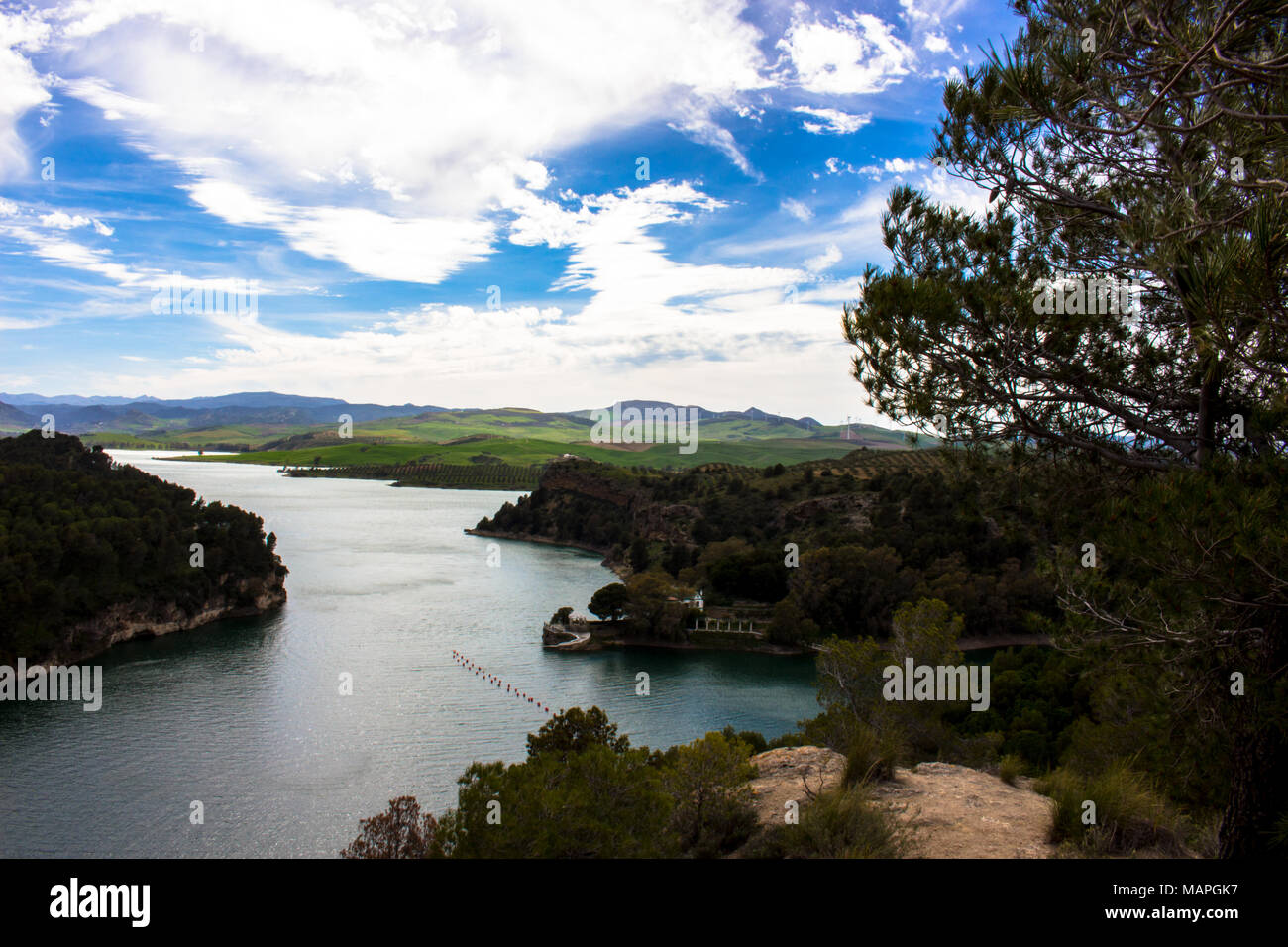 Landscape. View of the lake “El Chorro” Malaga, Spain Stock Photo - Alamy