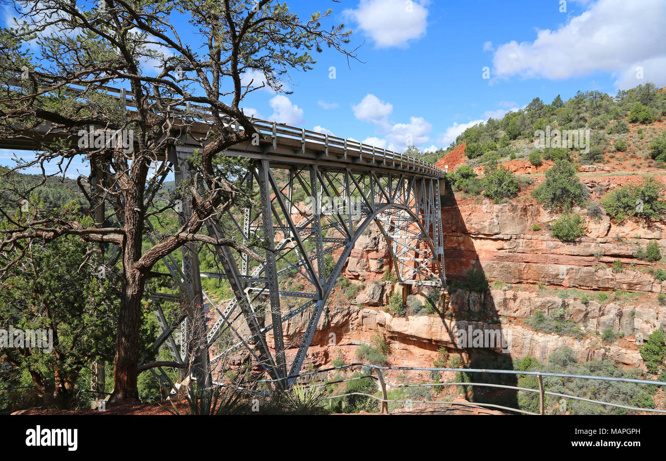 Pine tree and Midgley Bridge - Sedona , Arizona Stock Photo - Alamy