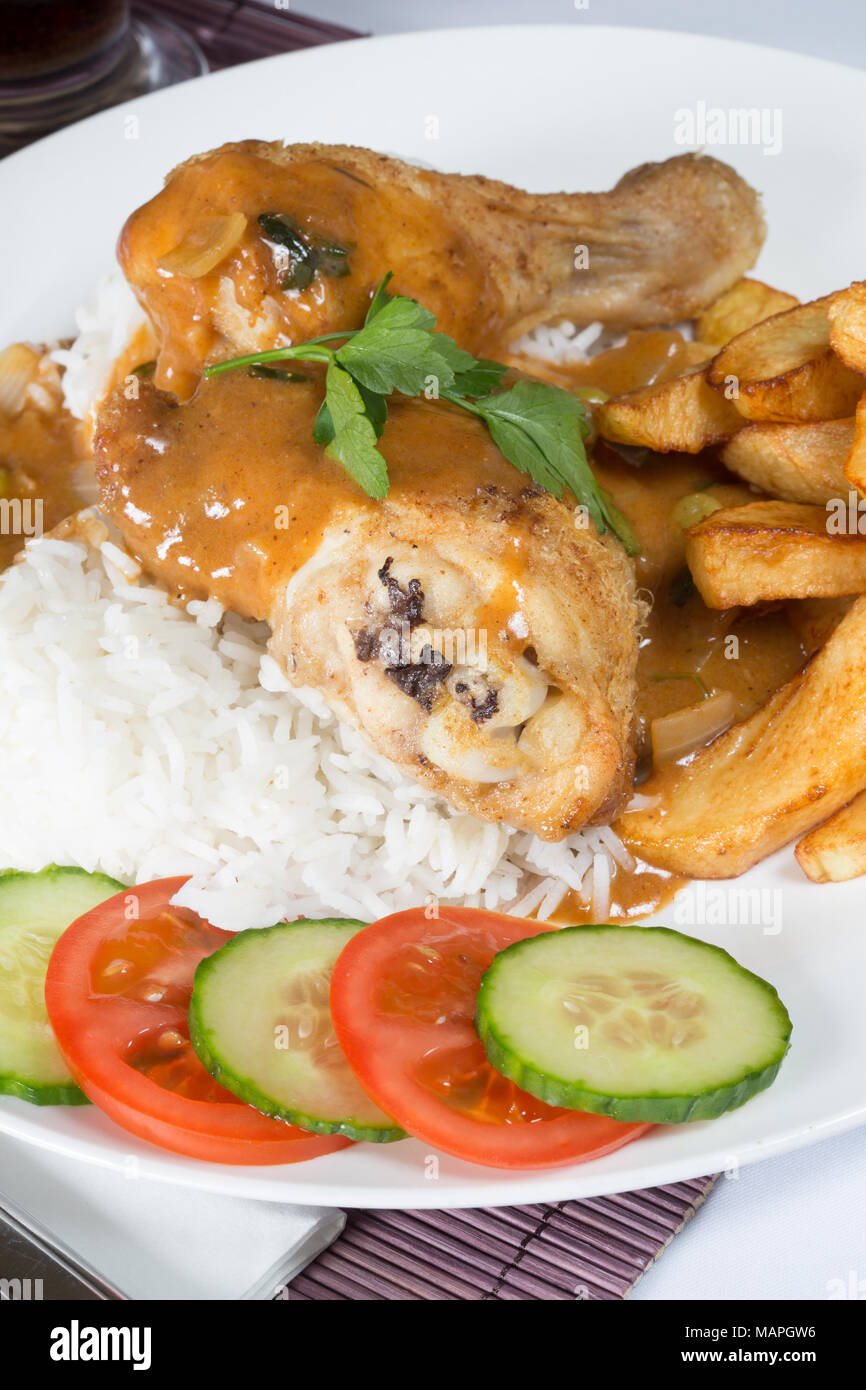 Chicken Curry With Rice And Chips