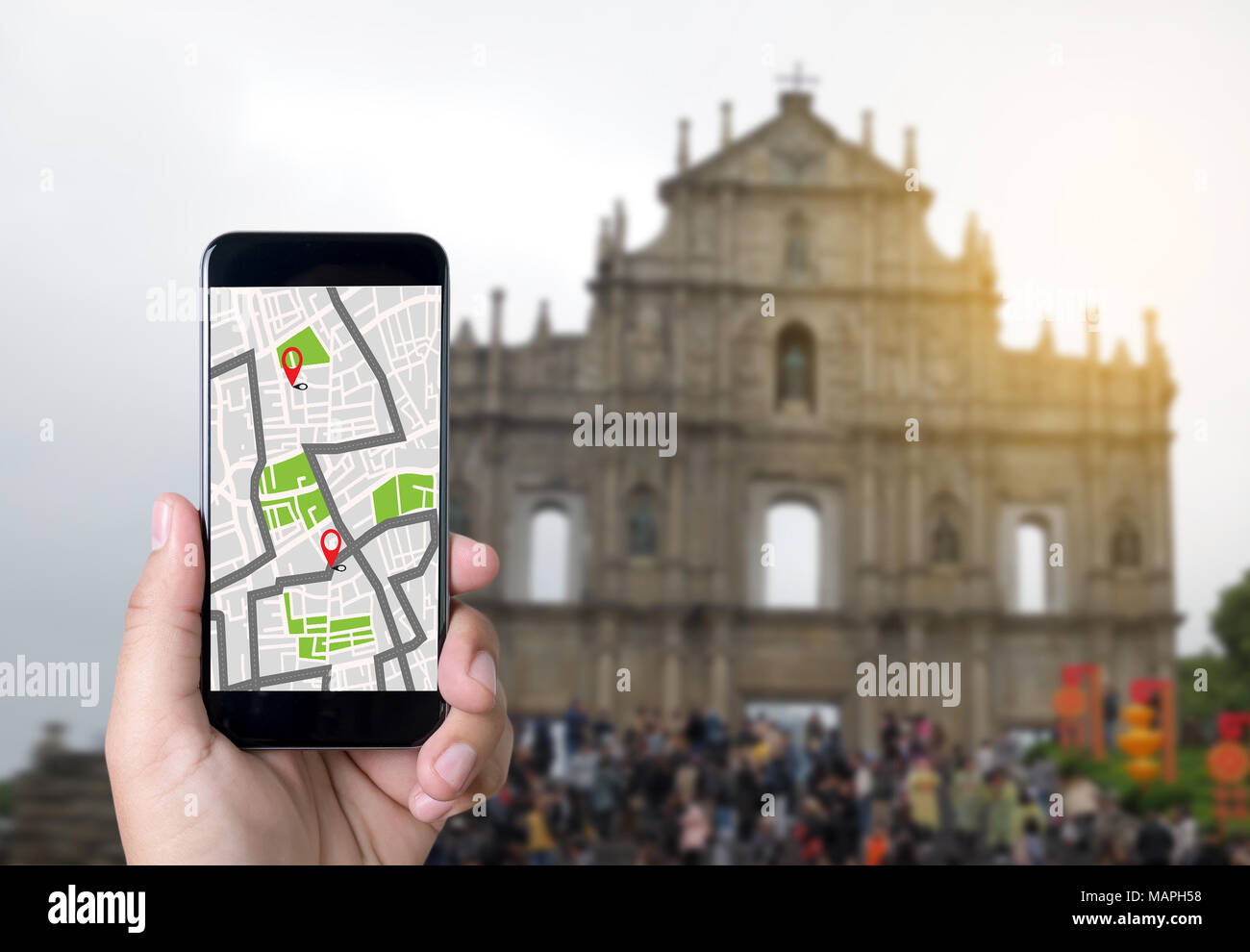 GPS Map to Route Destination network connection Location Street Map ...
