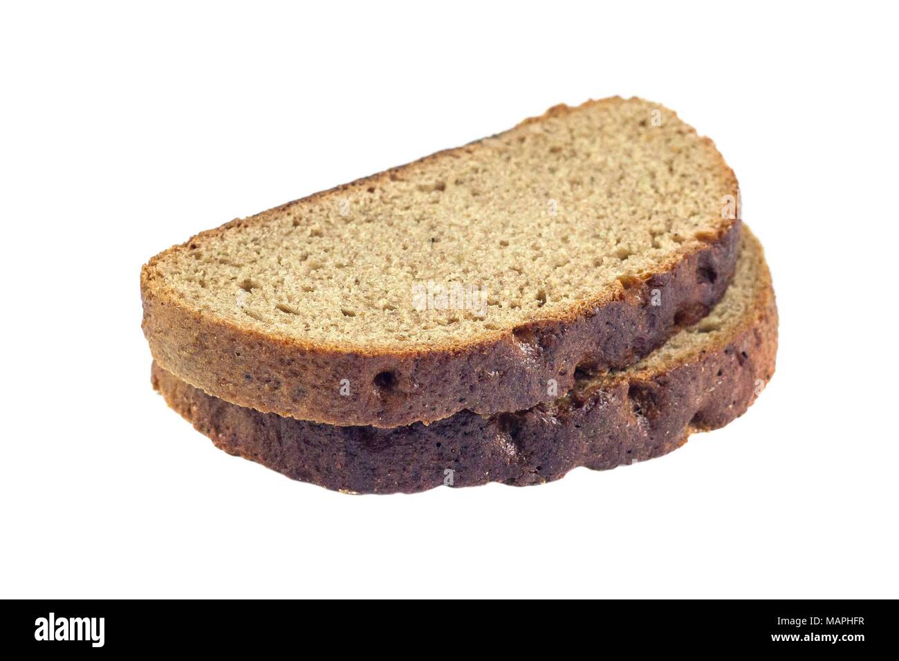 Slice of fresh rye bread isolated on white background Stock Photo - Alamy
