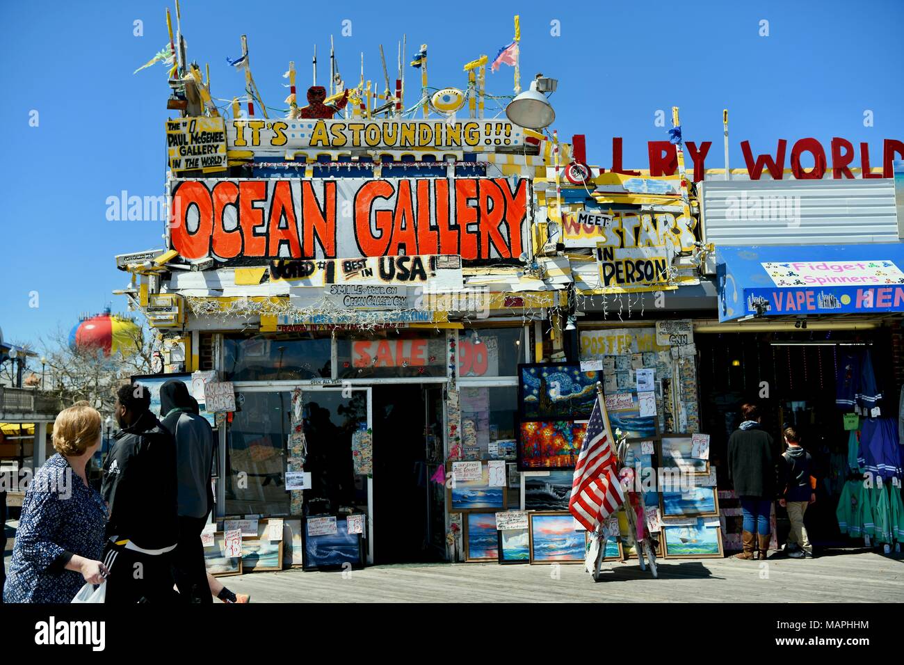Ocean Gallery on the boardwalk of Ocean City Maryland, USA Stock Photo ...