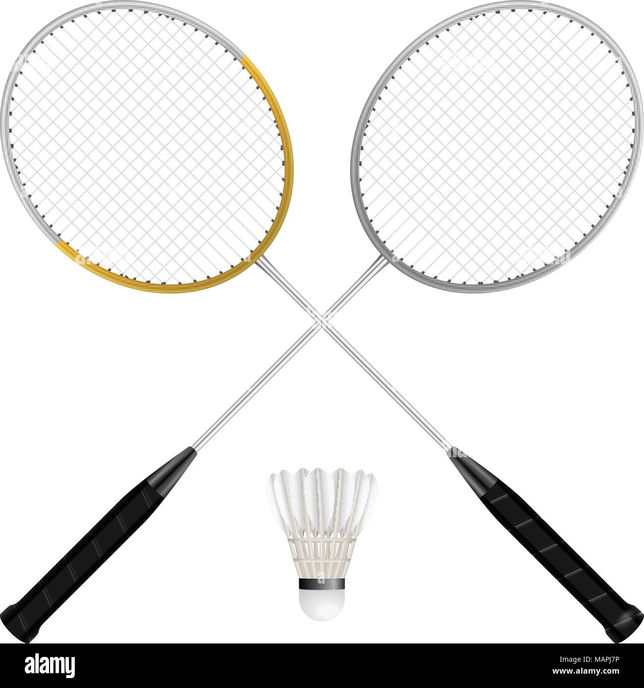 Badminton shuttlecock and rackets on a white background Stock Vector ...