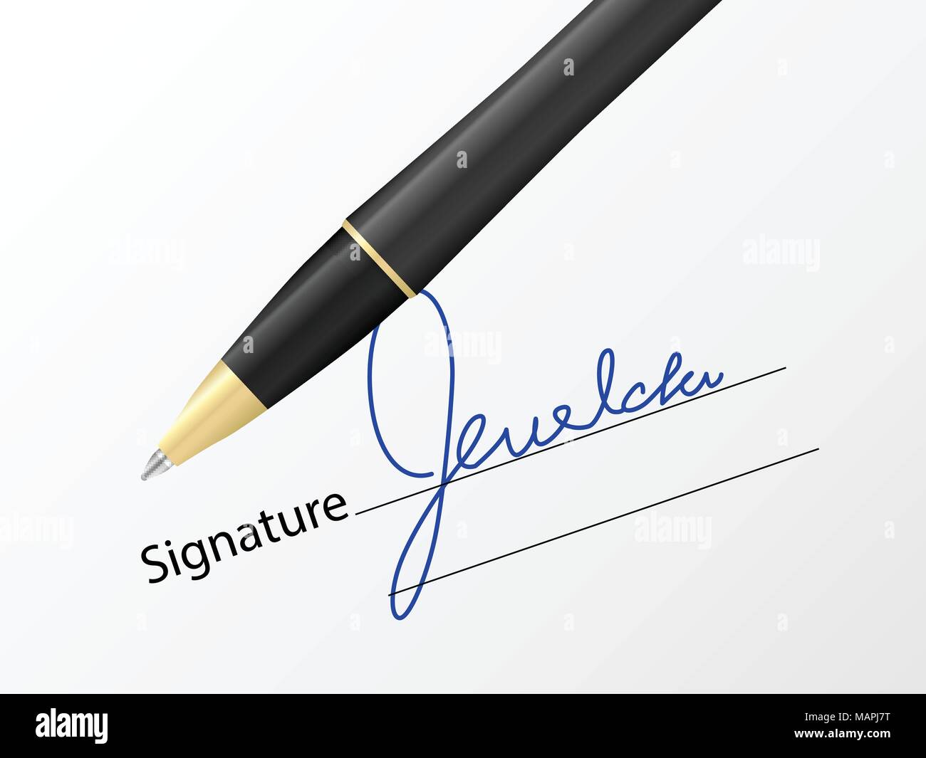 Ballpoint pen and signature on a white background Stock Vector Image ...