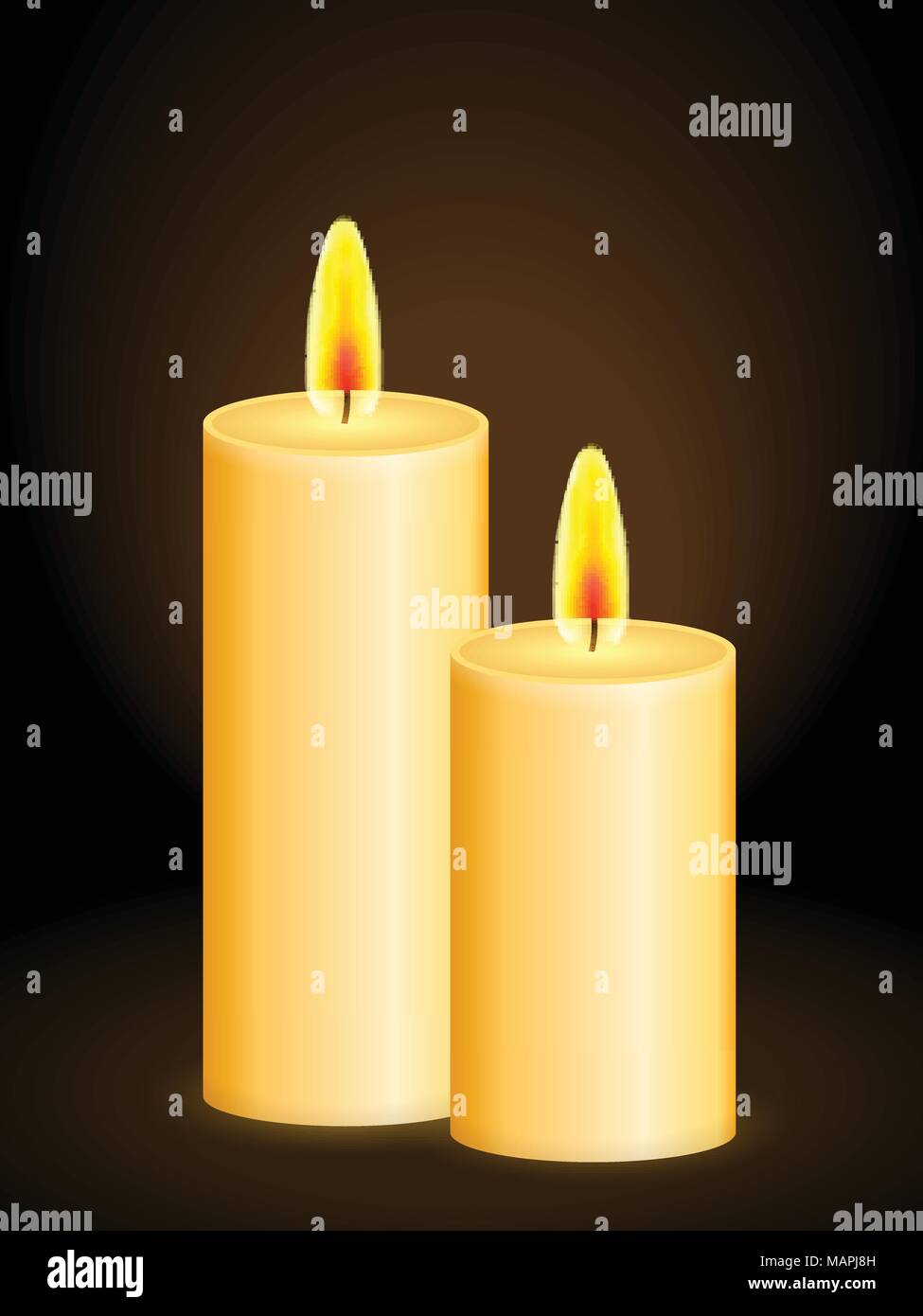 Two candles on a dark background. Vector illustration Stock Vector ...