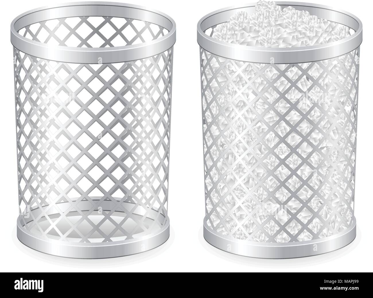 Full and empty grid trash can. Vector illustration Stock Vector Image ...