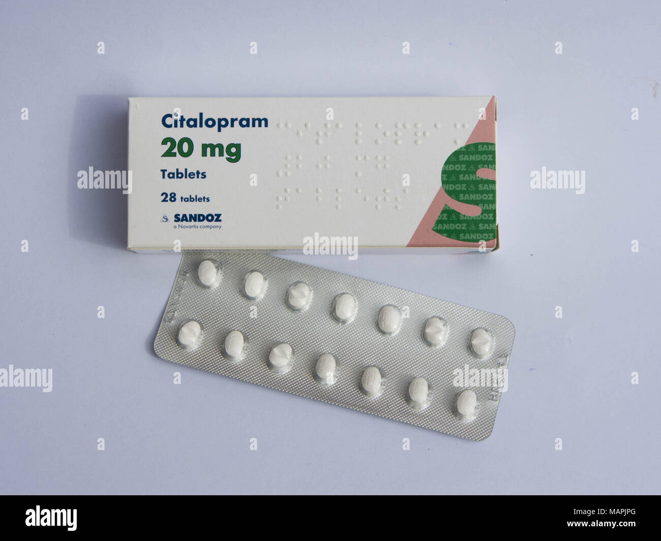 A box of SSRI (selective serotonin reuptake inhibitor) antidepressant ...