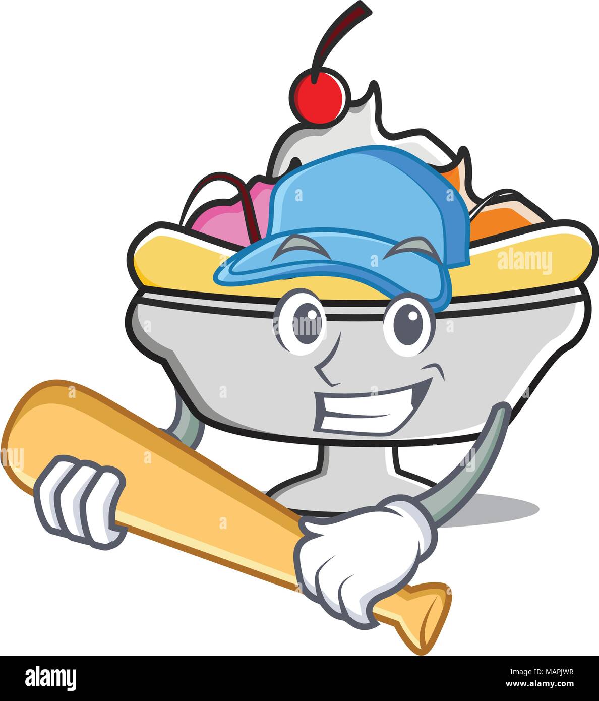 Playing baseball banana split character cartoon Stock Vector Image ...